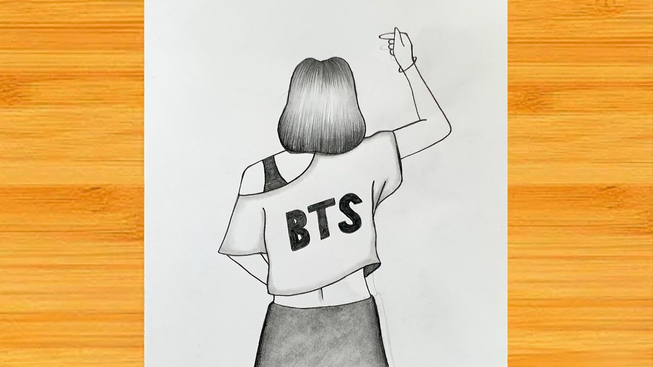 Easy BTS drawing | bts girl drawing | pencil sketch of BTS army - YouTube