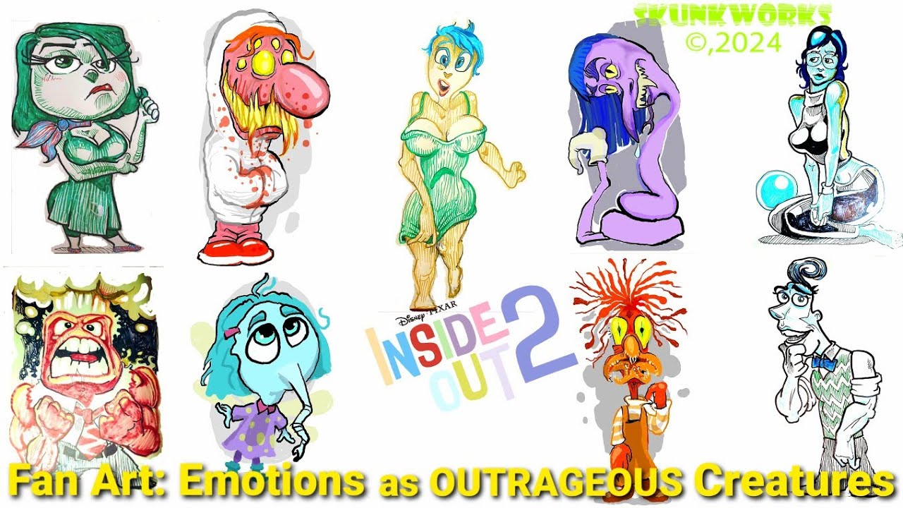 Inside Out 2 Various Emotions Fan Art as Different Outrageous Creatures ...