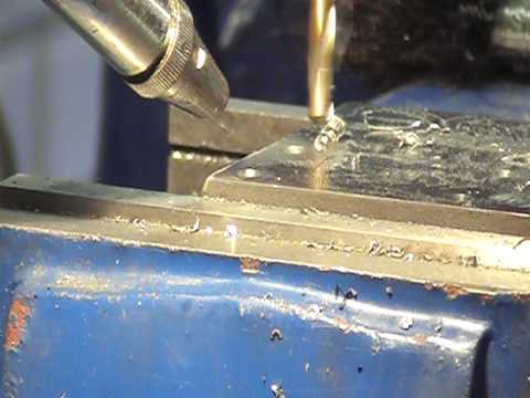 First HeeksCNC G83 peck cycles on Hafco HM50 mill - YouTube