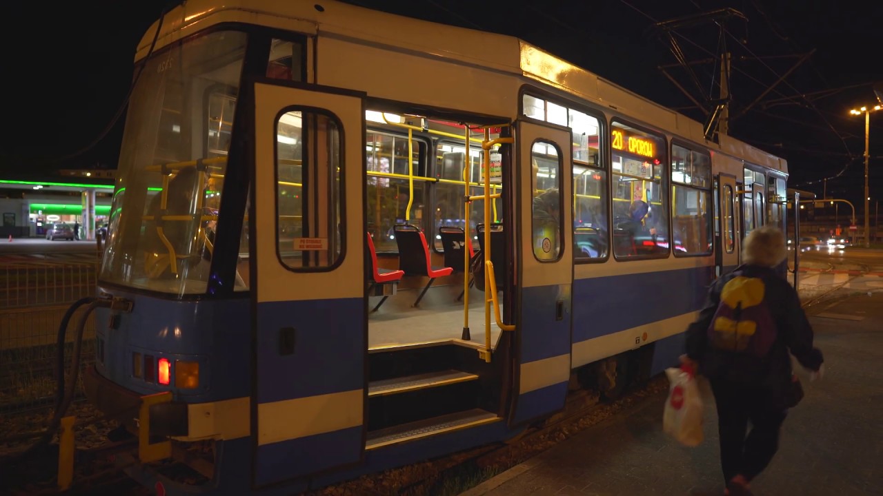Poland, Wrocław, tram 20 night ride from Arkady Capitol to FAT - YouTube