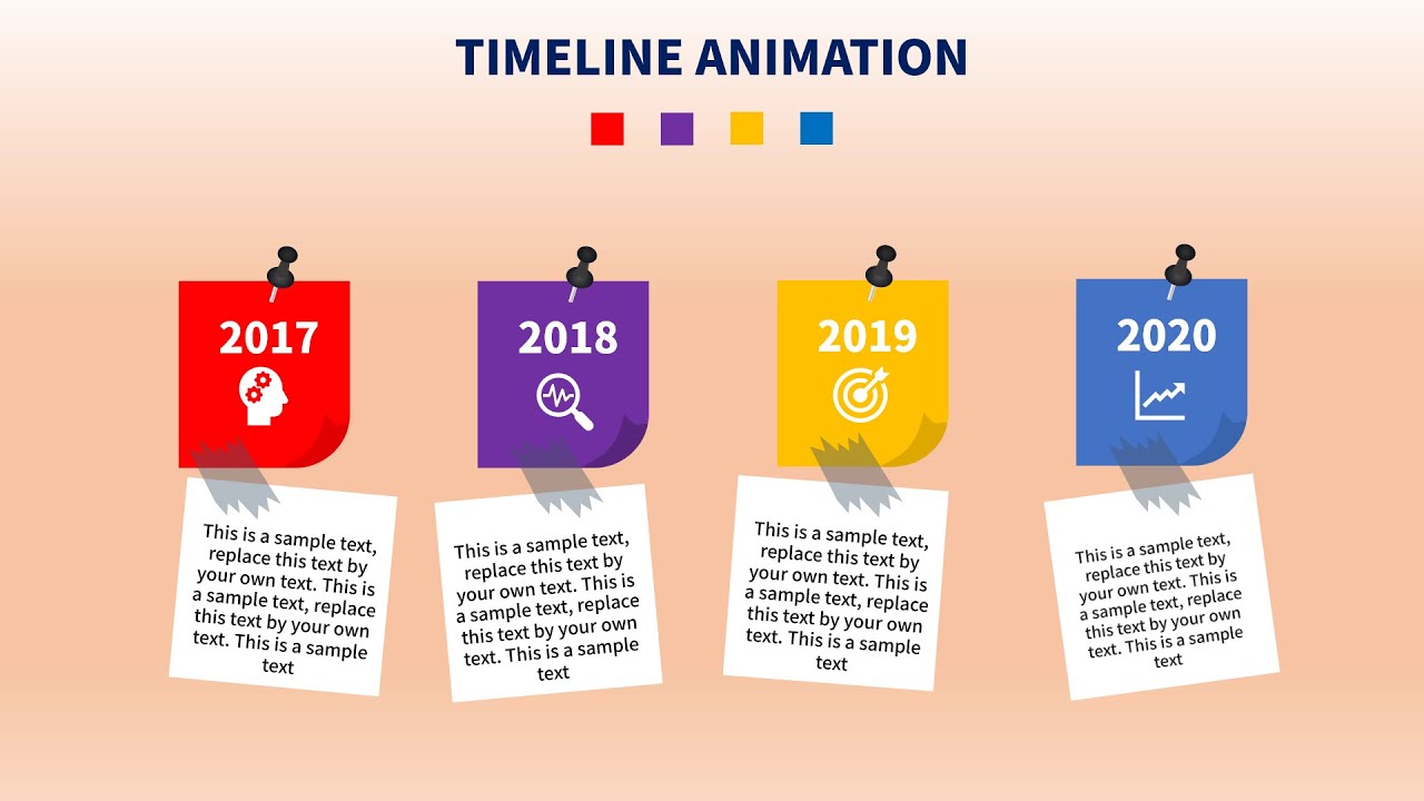 How to make timeline infographic slide with sticky notes and push pin ...