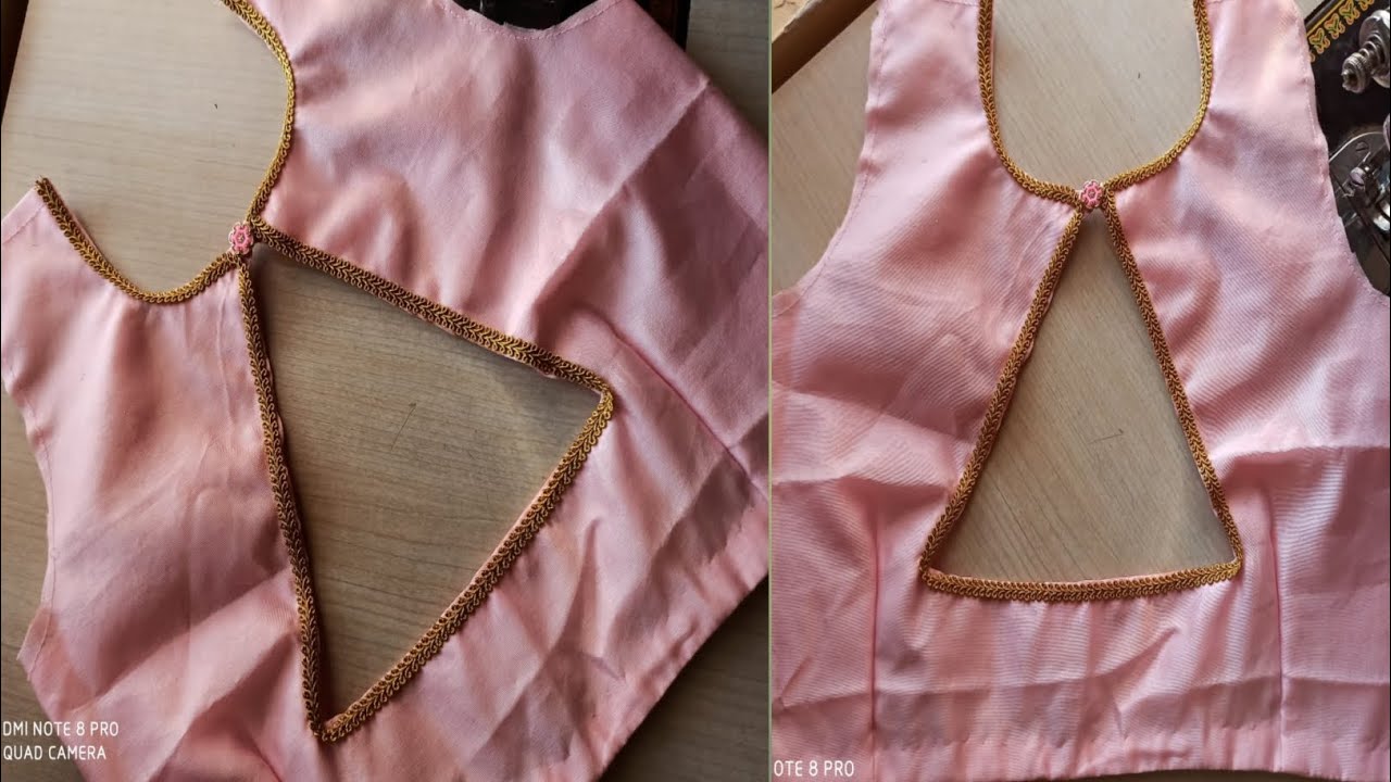 trangle shape boat neck back design cutting and stitching easy way ...