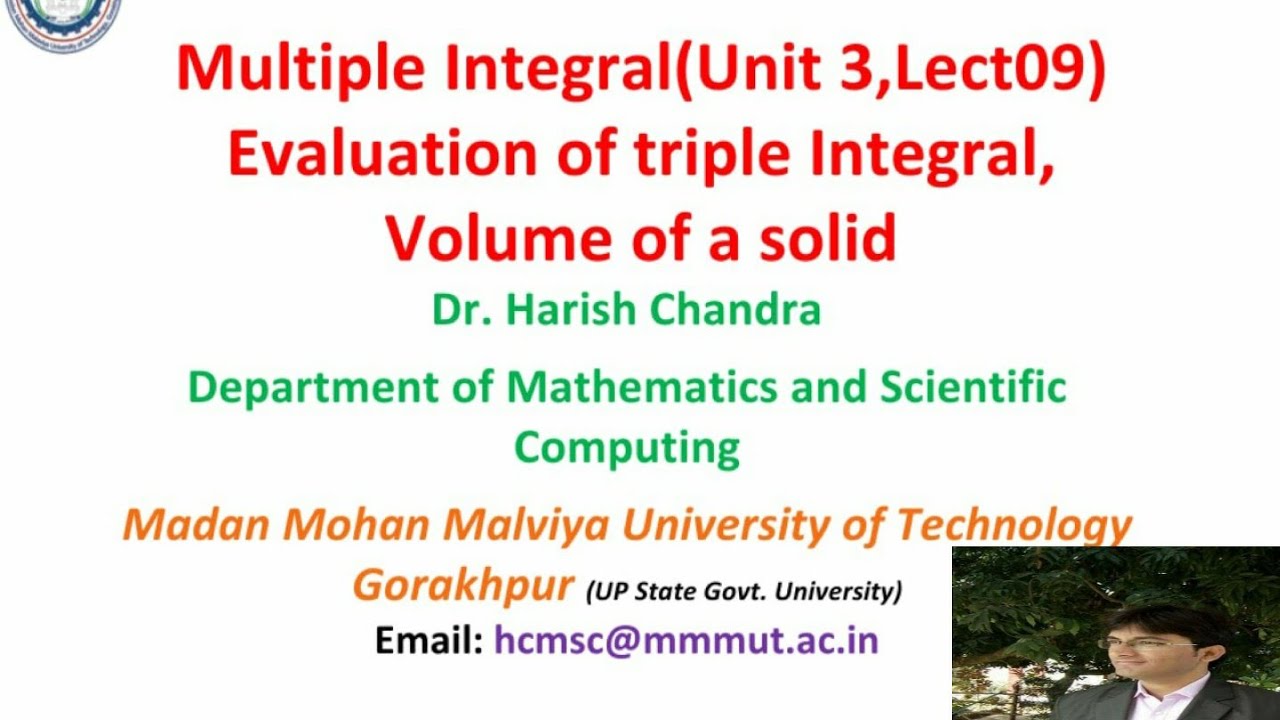 Multiple Integral|Unit 03, Lecture 09|Evaluation of triple integrals ...