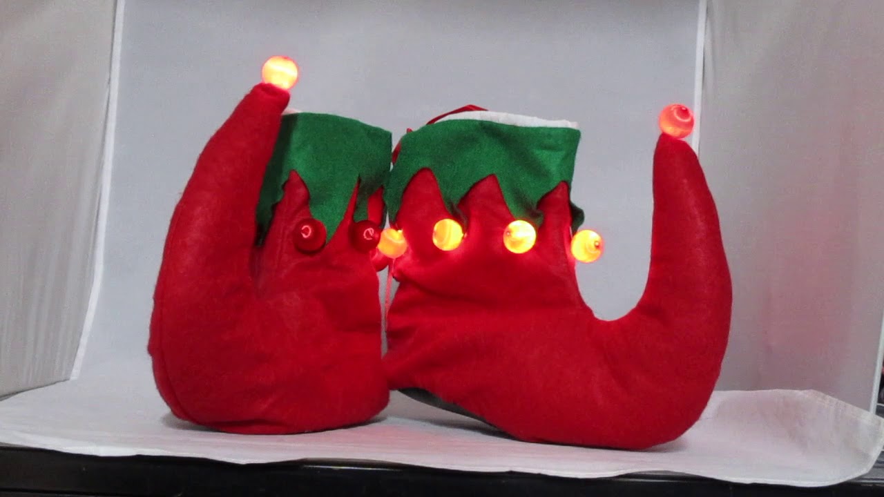 New Light Up Elf Shoes Lighted Red Green Santa's Helper Christmas ...