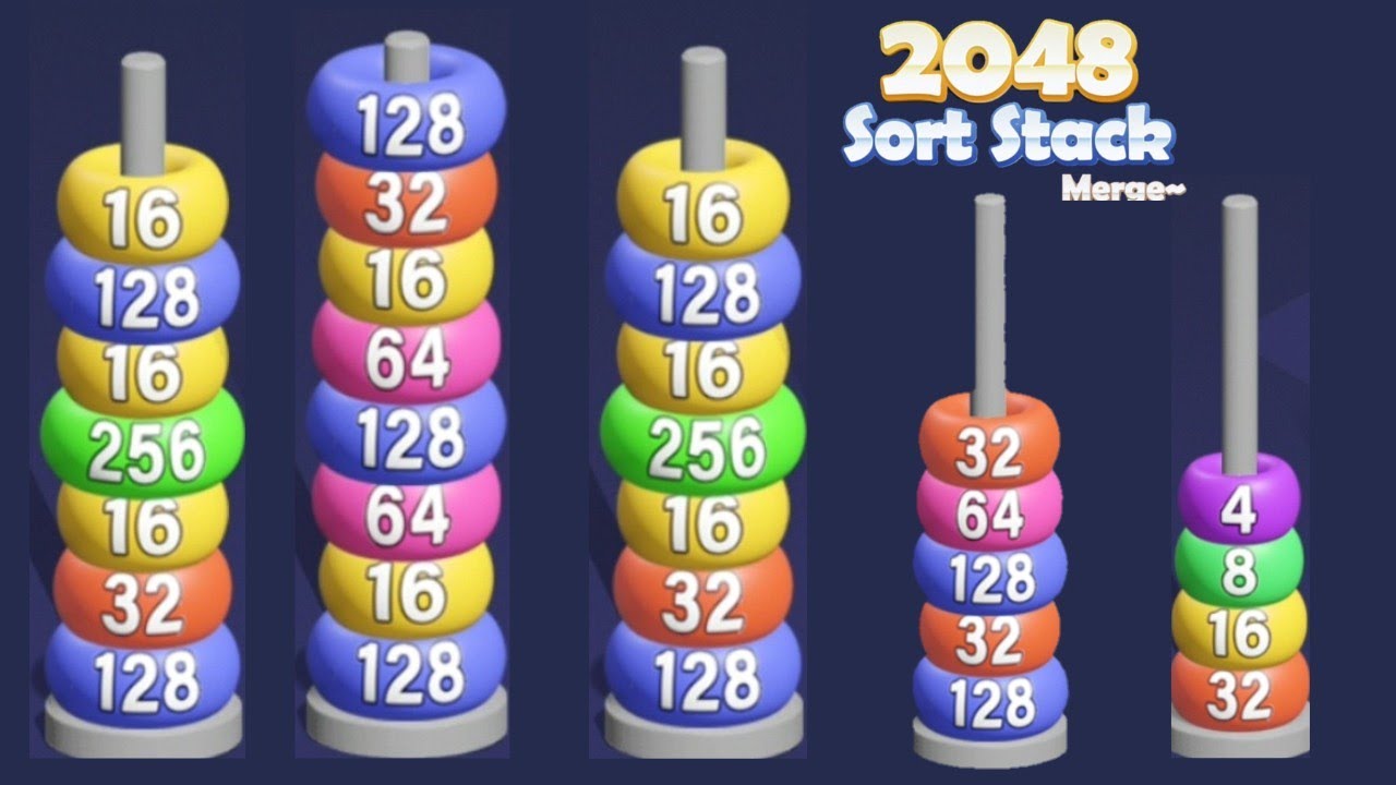 2048 sort stack - YouTube