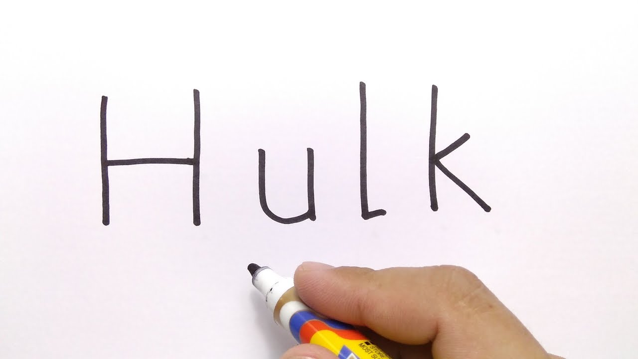 VERY EASY !, How to turn word HULK into hulk avengers endgame CARTOON ...