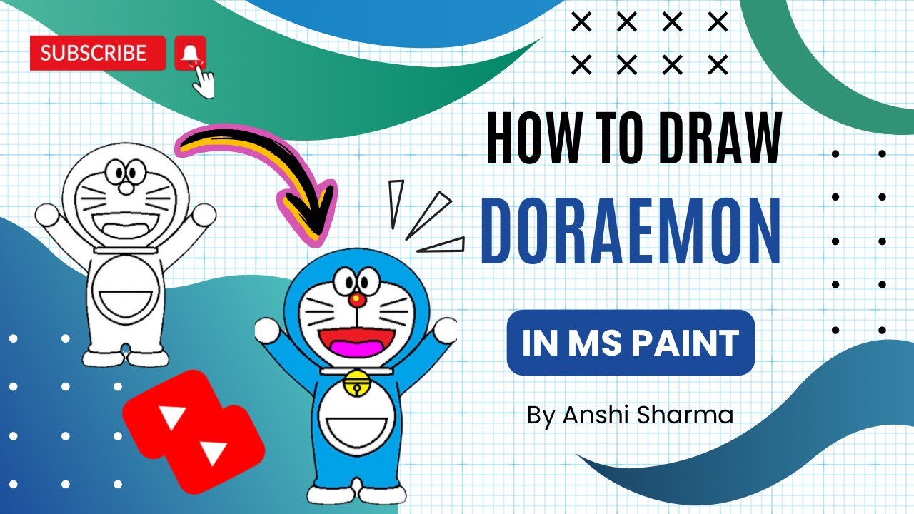How to Draw Doraemon in MS Paint 🎨 || Step by Step Tutorial || Cartoon ...