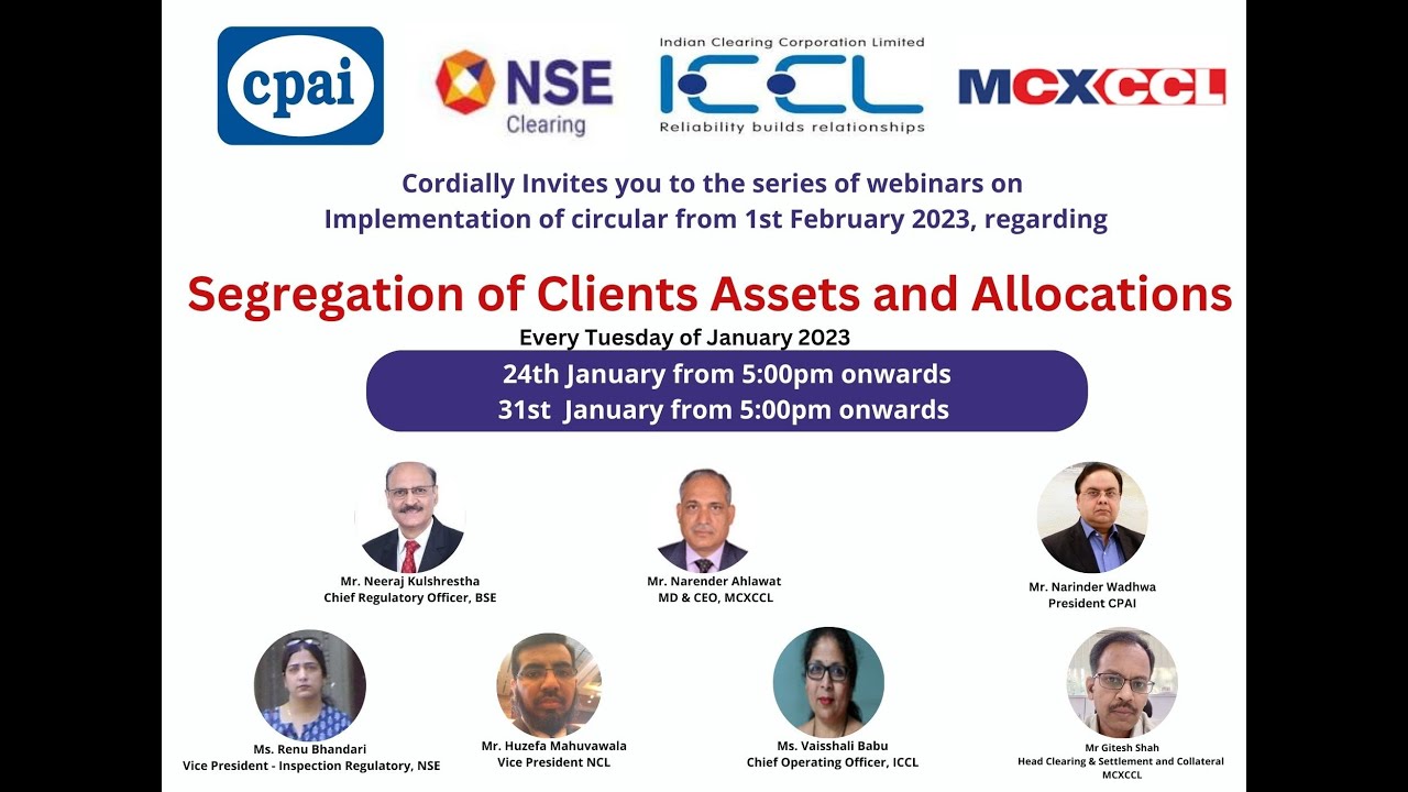 Webinar to discuss the implementation of Circular "Segregation of ...