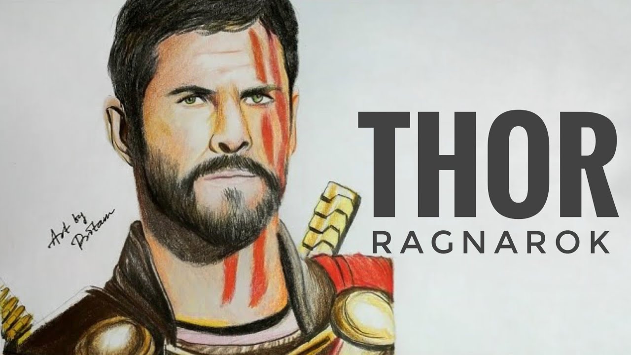 Thor Ragnarok Colour Drawing By Pritam | Chris Hemsworth Colour Pencil ...