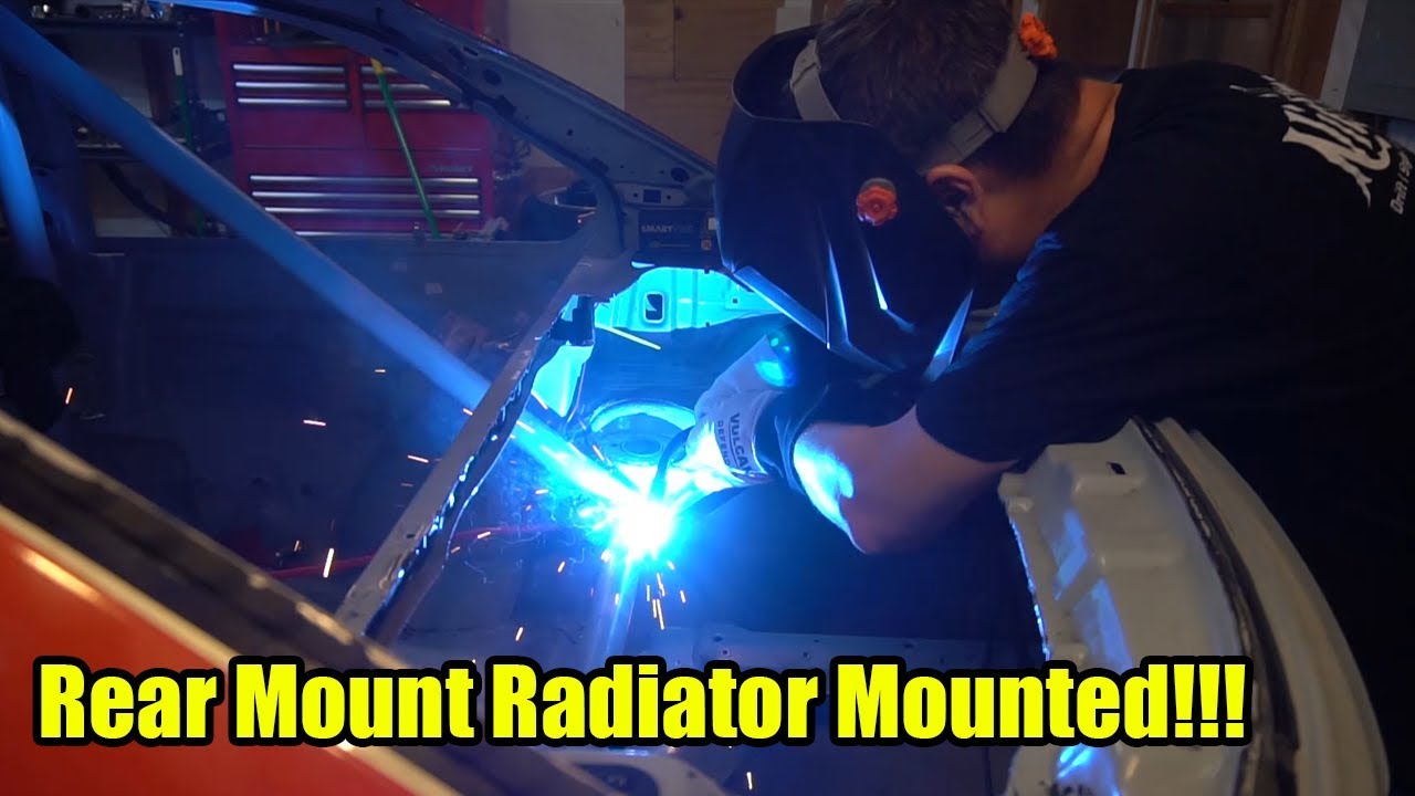 E36 Drift Car Rear Mount Radiator Installed!! - YouTube