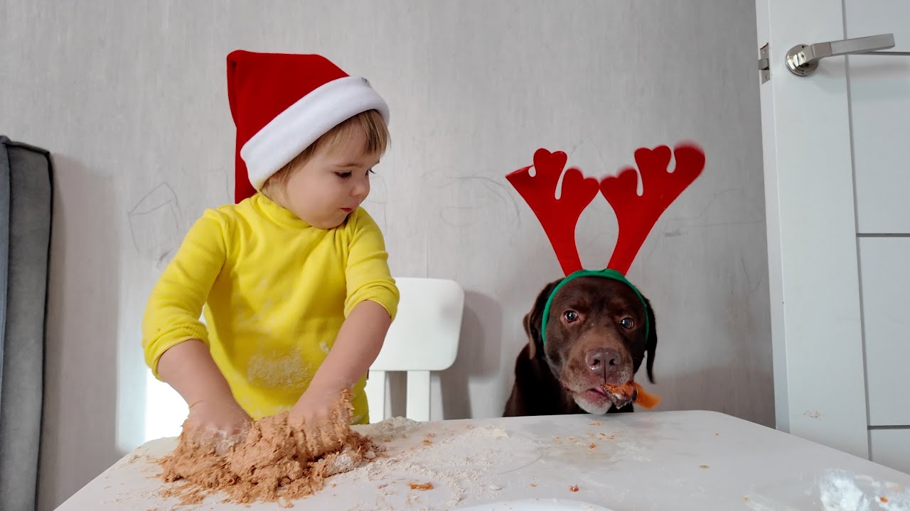 Little Santa Makes Cookies for His Hungry Reindeer! Cutest Ever! - YouTube