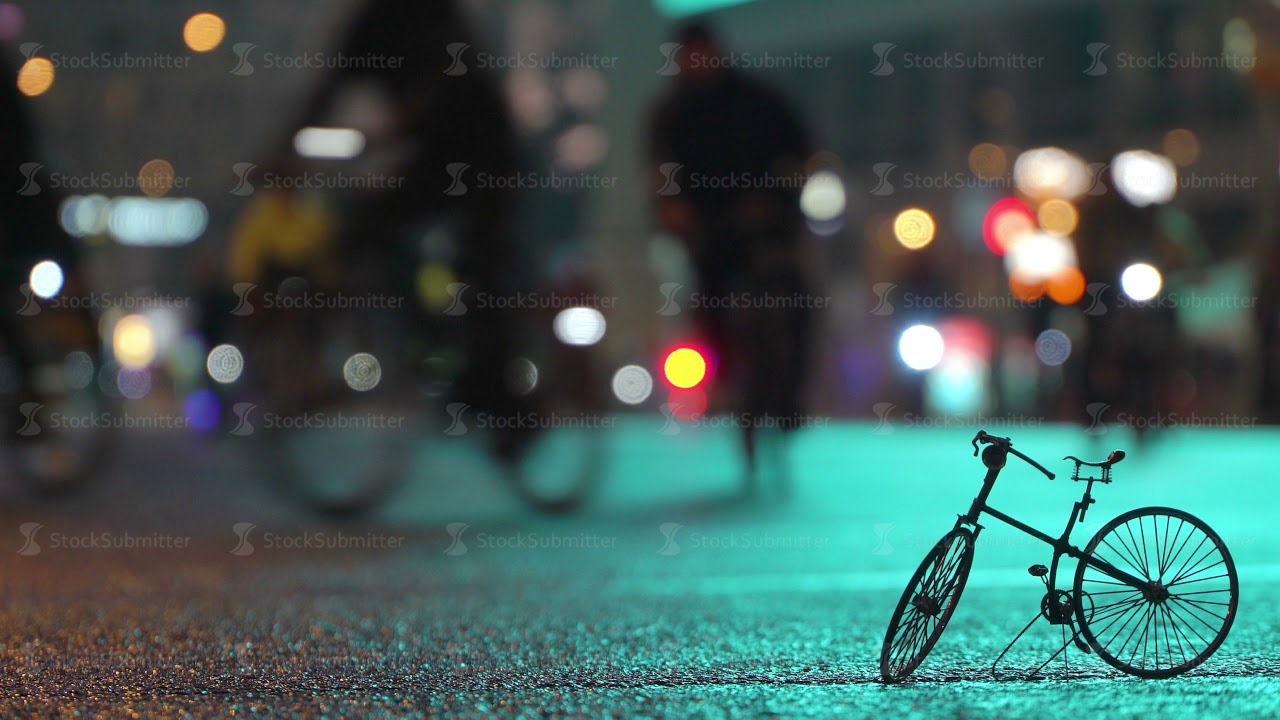 Lot of cyclists ride during night cycling bike parade in blur by ...