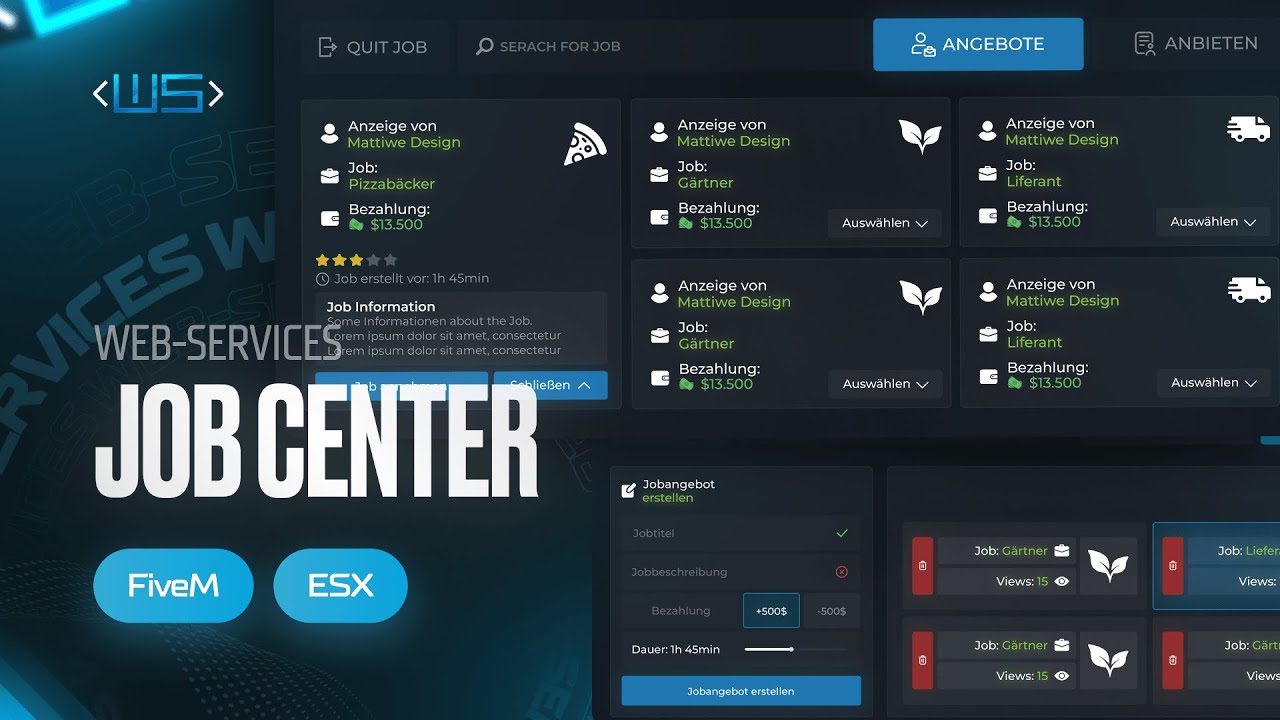 [FiveM/ESX] Joblisting Jobcenter - ws_jobcenter - YouTube