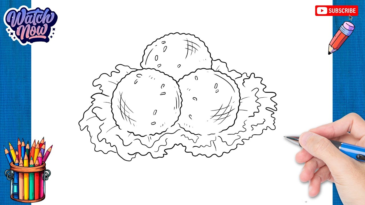 How to draw Falafel - Foods Drawing - YouTube
