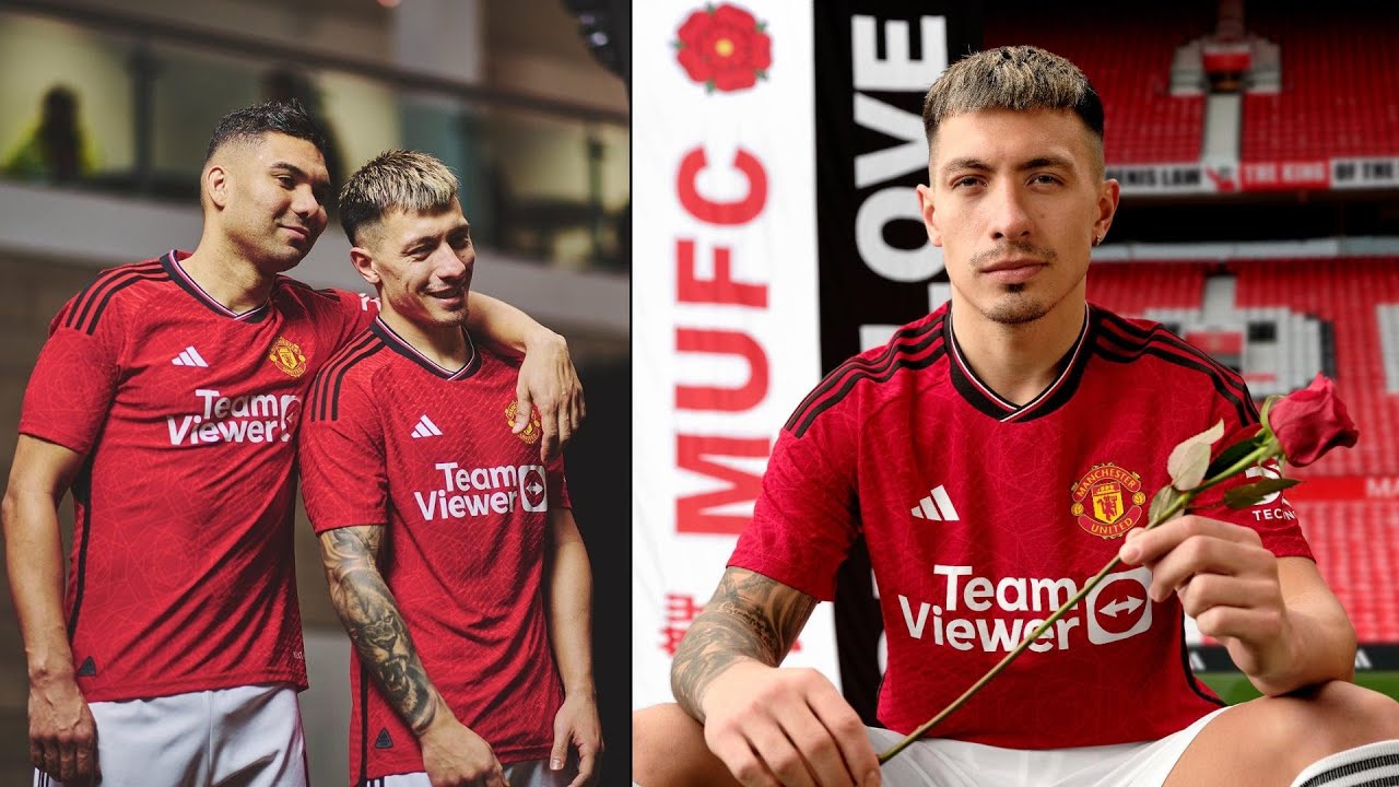 Lisandro Martinez reveals Manchester United new kit for 2023/24 season ...