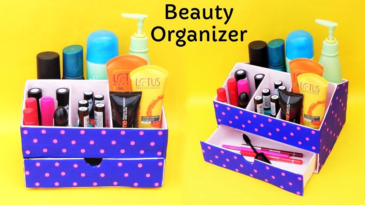 DIY : How to make Makeup Organizer with waste cardboard | Best out of ...