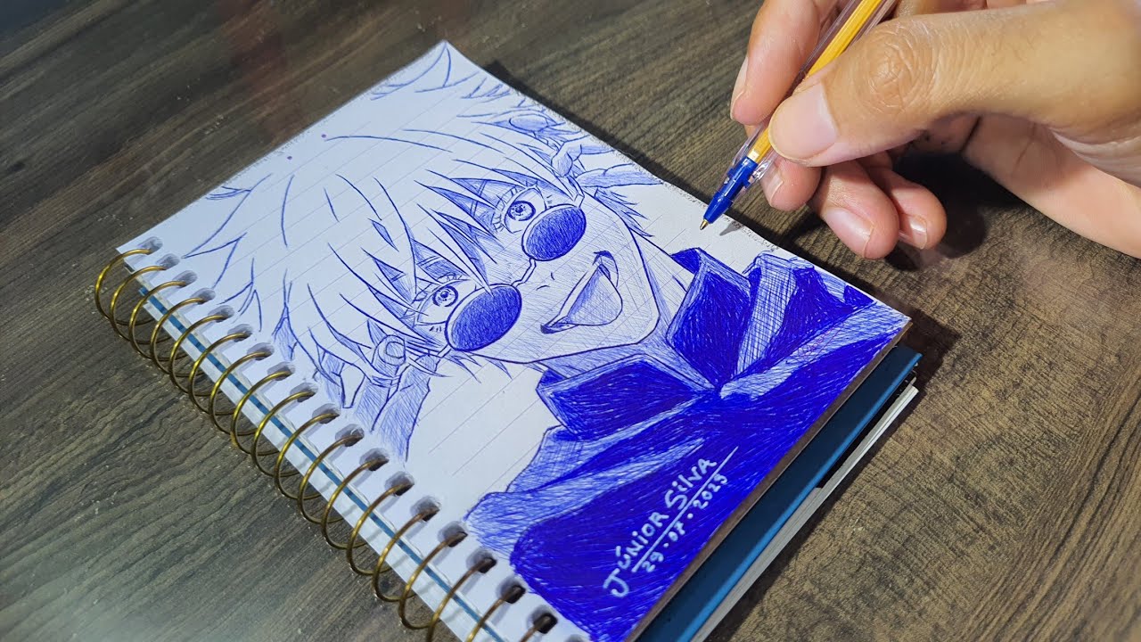 Speed Drawing - Satoru Gojo (jujutsu kaisen) rabisco de bic - YouTube