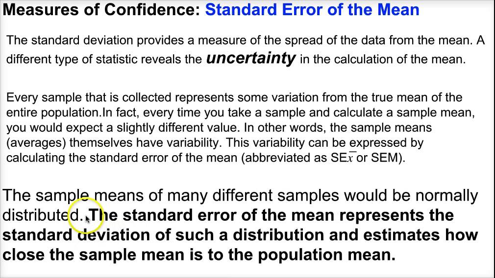 Bio Statistics 3 Standard Error Of The Mean YouTube Bio Statistics 3 Standard Error Of The Mean YouTube