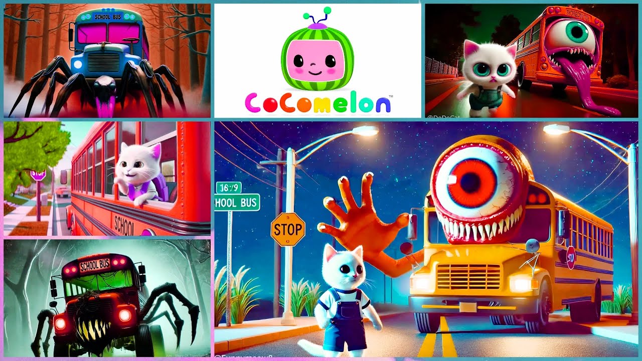 SCHOOL BUS MONSTER 🆚Cocomelon 🆚Kitten MONSTER | KidBus #195 - YouTube