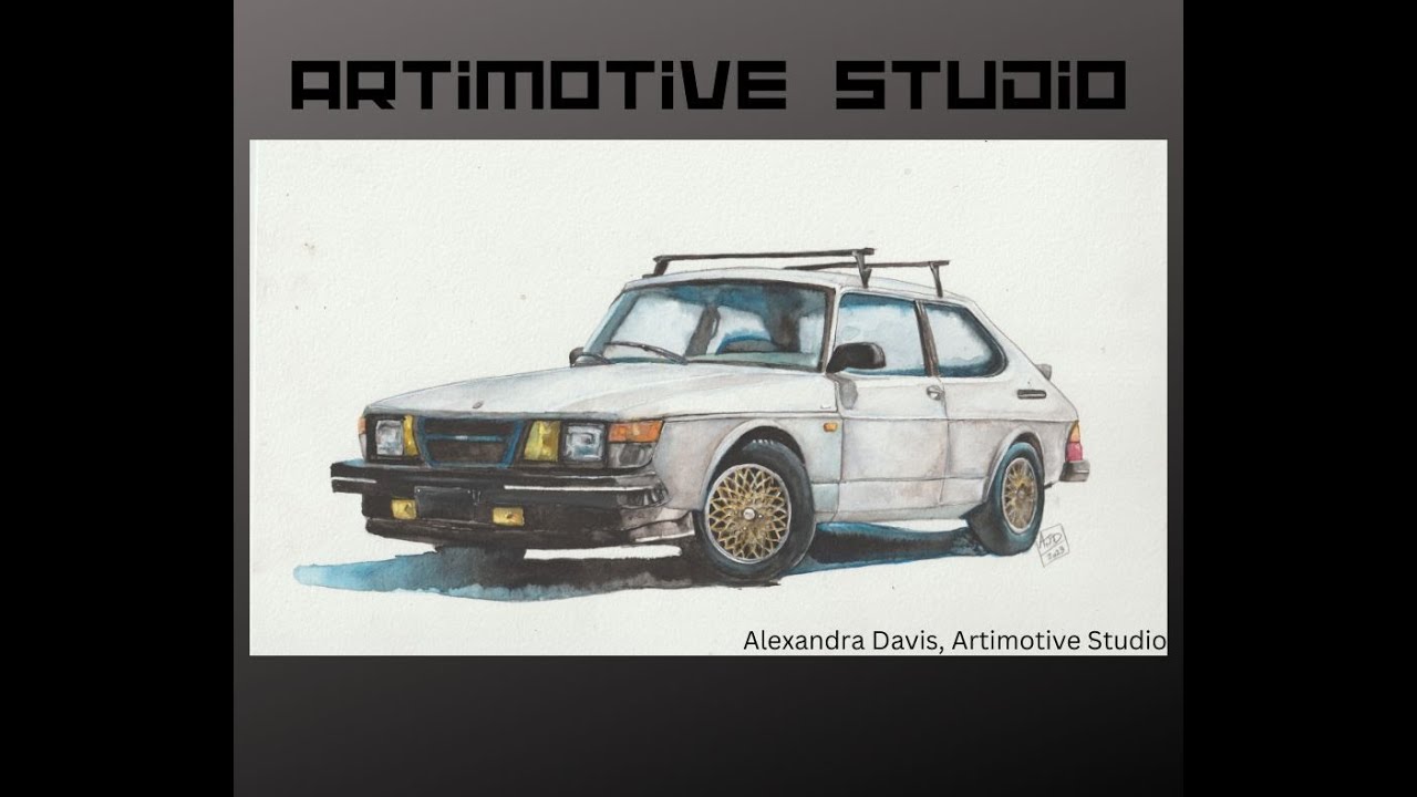 SAAB 900 Classic, Watercolor Painting With Enkei Wheels - YouTube