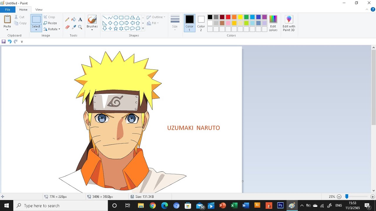 How to draw UZUMAKI NARUTO in Ms Paint - YouTube