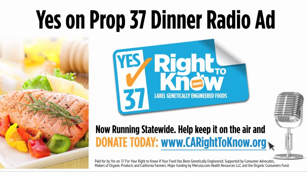 Yes on Prop 37 - Dinner Radio Ad! - YouTube