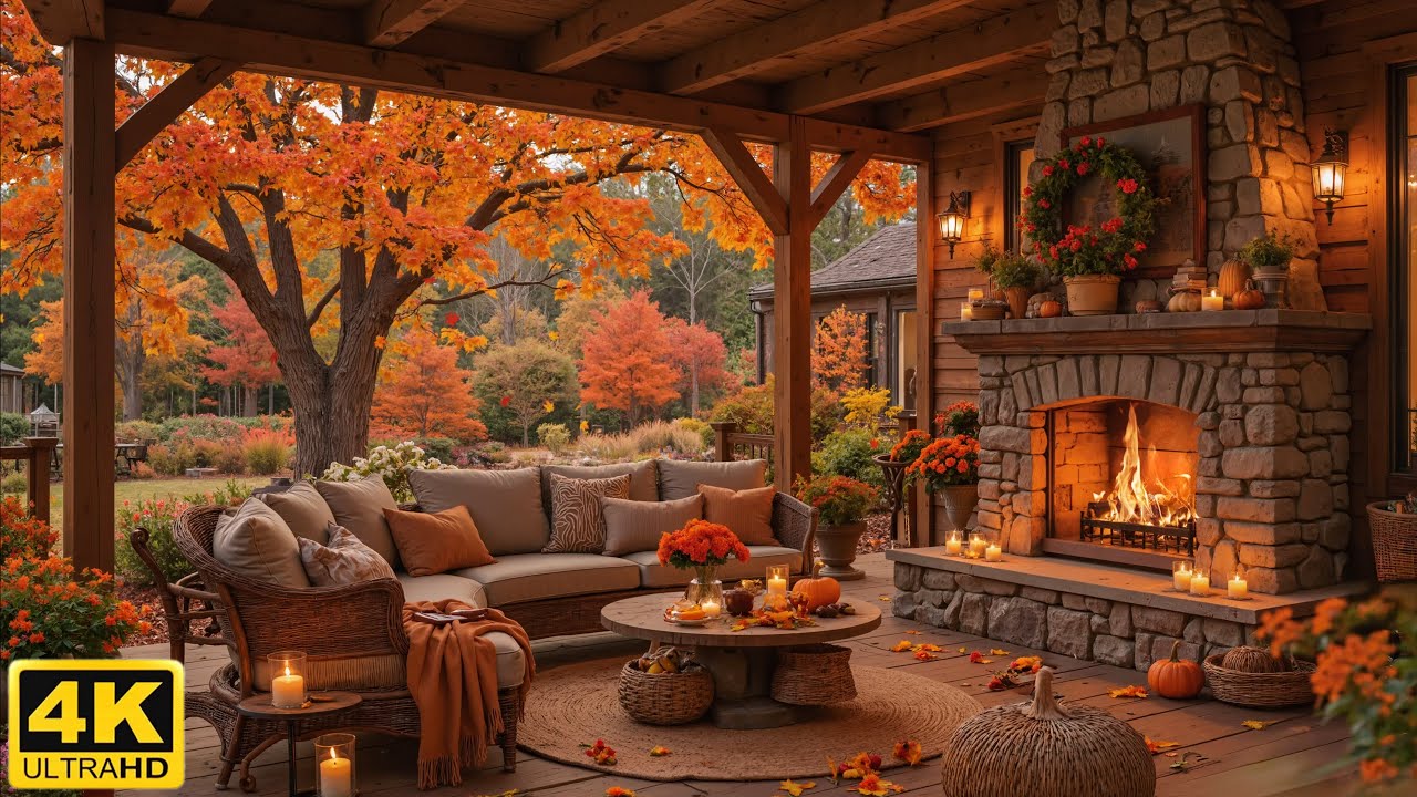 Cozy Autumn Day with Fireplace Sounds 🍁 Relaxing Piano Music for Study ...