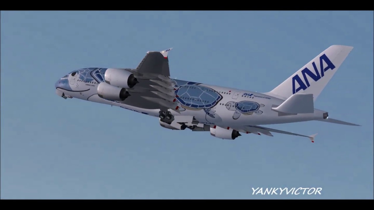 ANA's First Airbus A380 special liveries "FLYING HONU" - YouTube