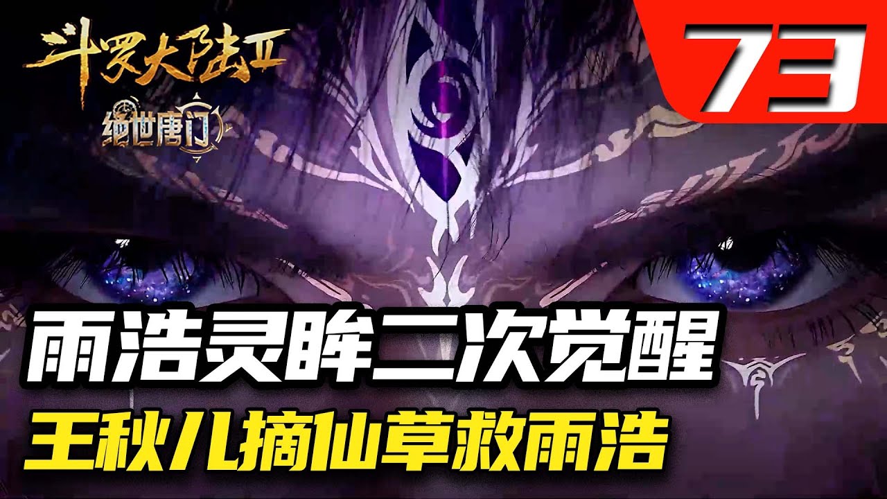 斗罗大陆2绝世唐门73集：雨浩灵眸二次觉醒，获唐三传承，王秋儿摘仙草救雨浩，王冬儿苏醒。 - YouTube