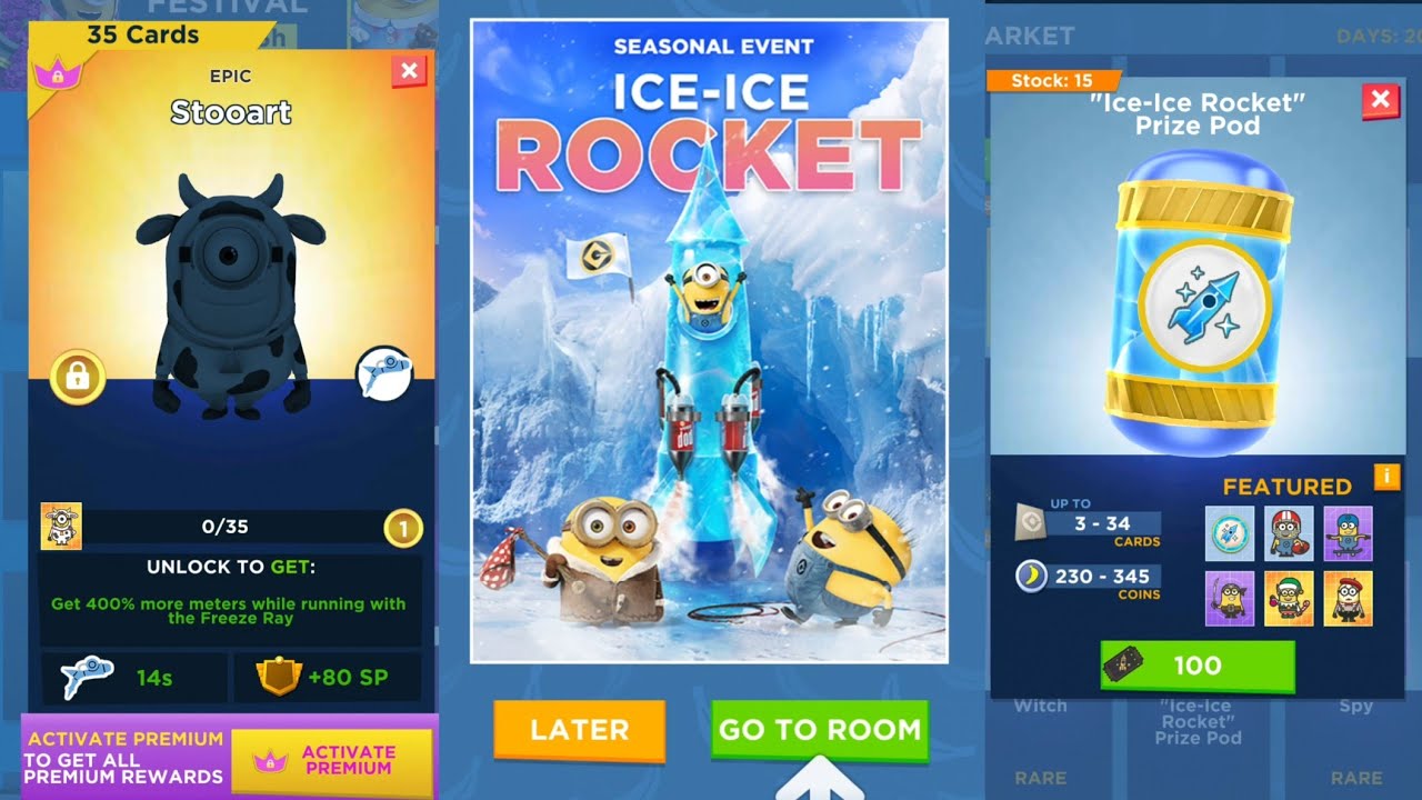 Minion Rush ICE-ICE ROCKET Special mission started & STOOART NEW ...