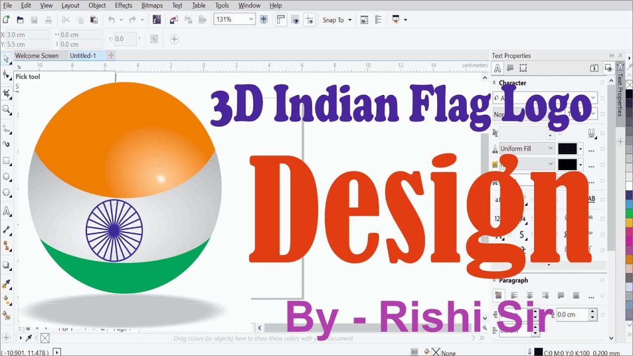 Spectacular 3D India Flag Logo! | Step by Step Coreldraw Tutorial - YouTube