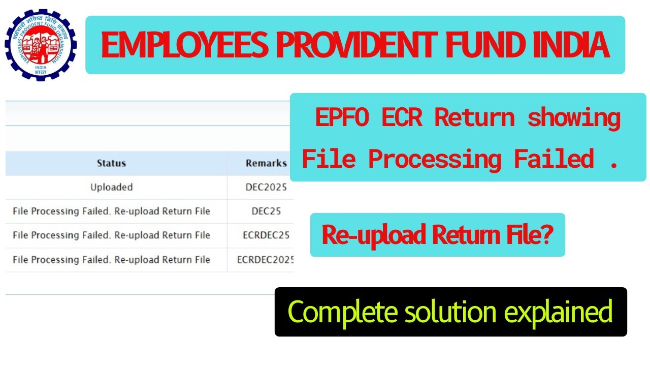 ECR Return showing “File Processing Failed - Re-upload Return File ...