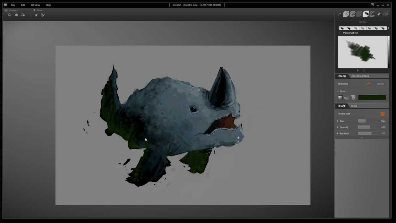 Black Ink v0.103.1393 Speed Painting : Rhinofish - YouTube