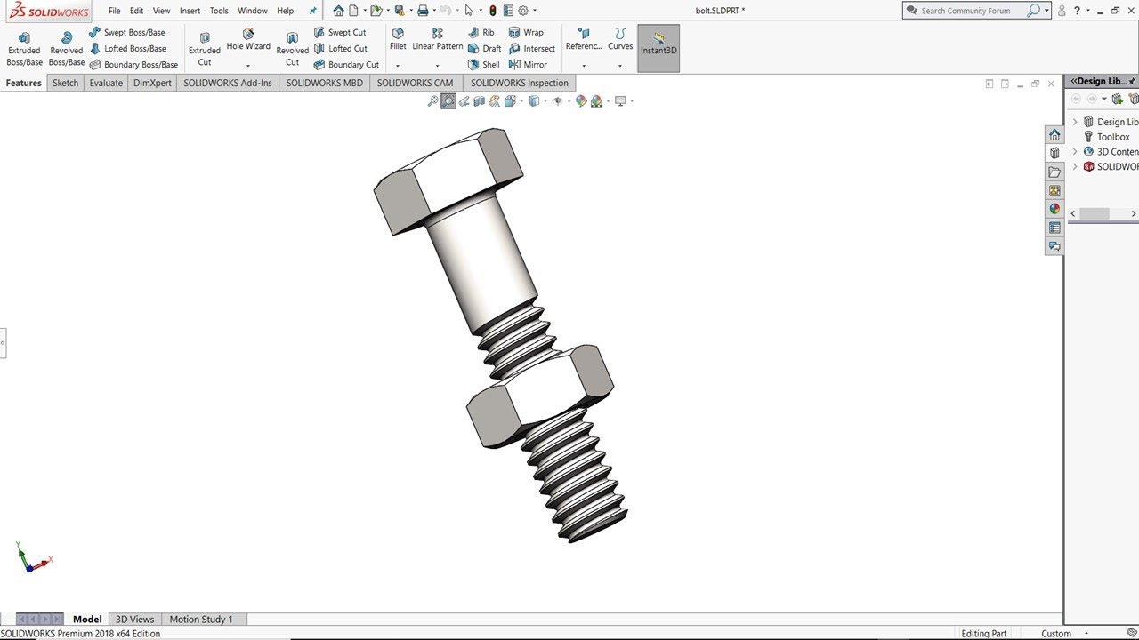 ENSAMBLE DE TORNILLO Y TUERCA EN SOLIDWORKS (ANIMACIÓN) - YouTube