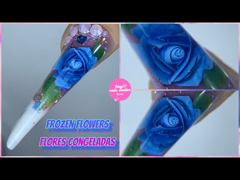 🌷💐Uñas frozen flowers | flor óptica | flor gelatina | flores congeladas🌹🌸