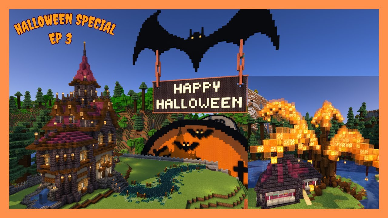 HALLOWEEN Custom Tree & Build Ideas. EP 3 Building in Minecraft - YouTube