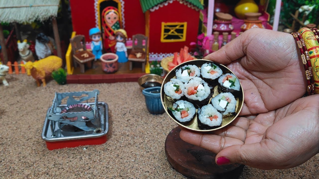 Sushi Recipe | Miniature Sushi | Vegetarian Sushi | Miniature Cooking ...