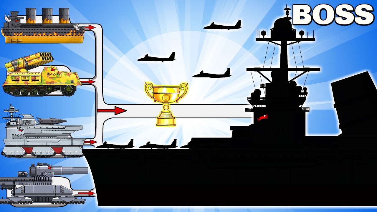 MEGA BOSS: AIRCRAFT CARRIER SHIP vs MEGA TANK - Cartoons about tank ...