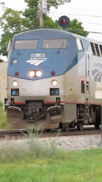 Amtrak 74 P42DC leads Amtrak #7 at Duplainville, WI 9/4/21 - YouTube
