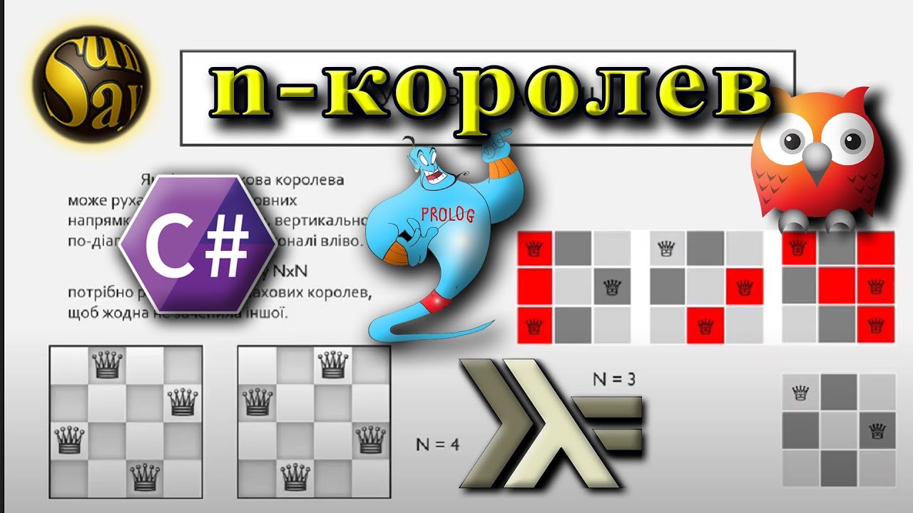 Порівняння С#, Haskell та Prolog на прикладі n-королев - YouTube