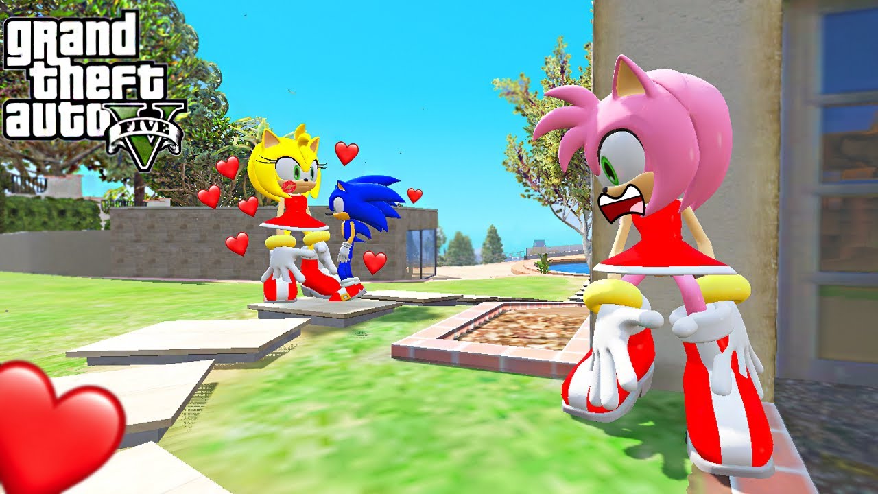 AMY ROSE viu SONIC BEIJANDO a SUPER AMY ROSE no GTA 5 - YouTube