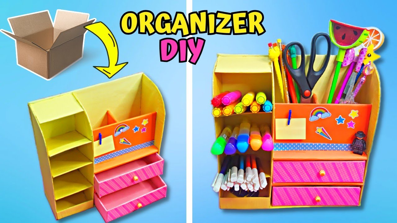 How to make Easy Stationery Organizer using Waste Cardboard - DIY ...