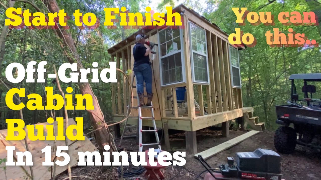 Off-grid Solar Tiny Cabin Build - Time lapse - YouTube