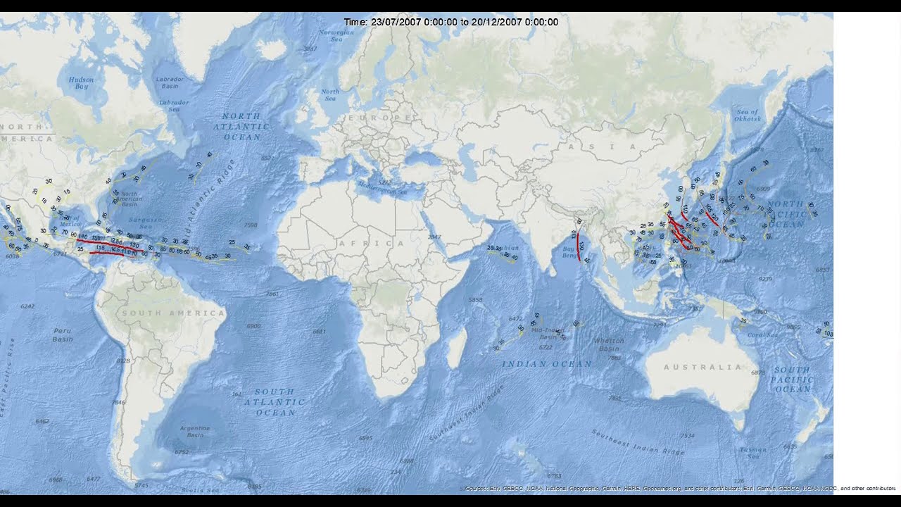 Asia Pacific: Storm tracks 2000 to 2018 - YouTube