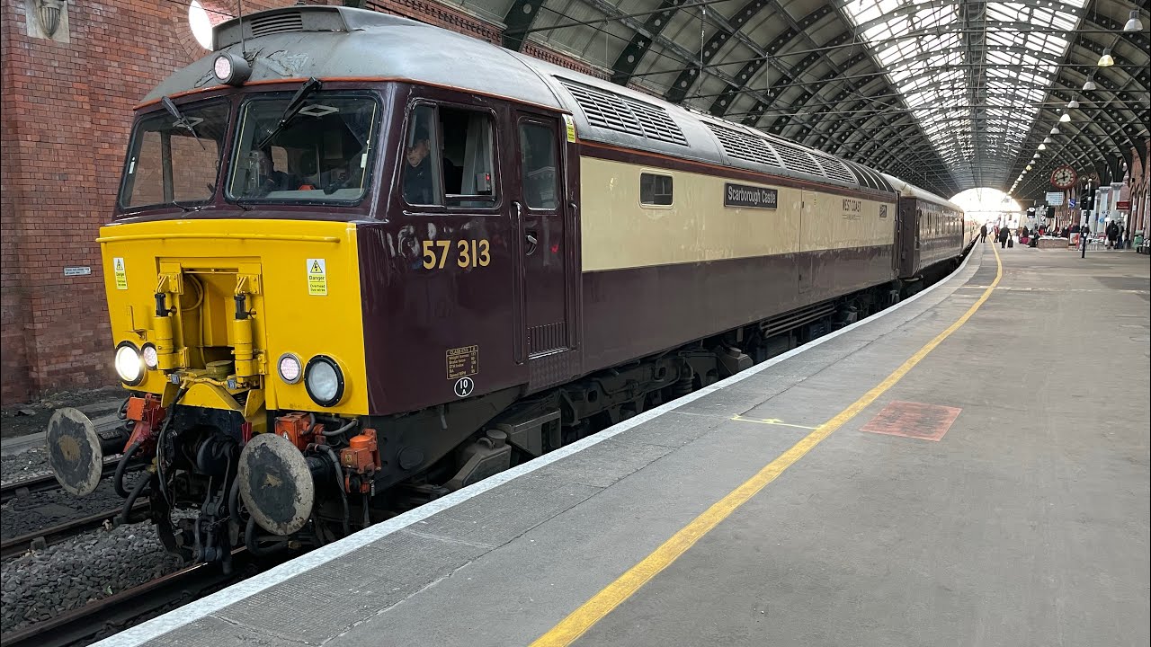 WCRC Class 57313 + Class 47812 with the Northern Belle depart ...