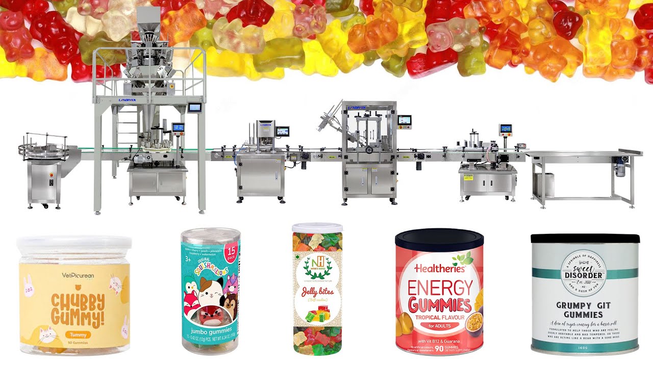 Automatic Bottle/ Can/ Jar Filling Machine Line Gummy Candy Snacks Food ...