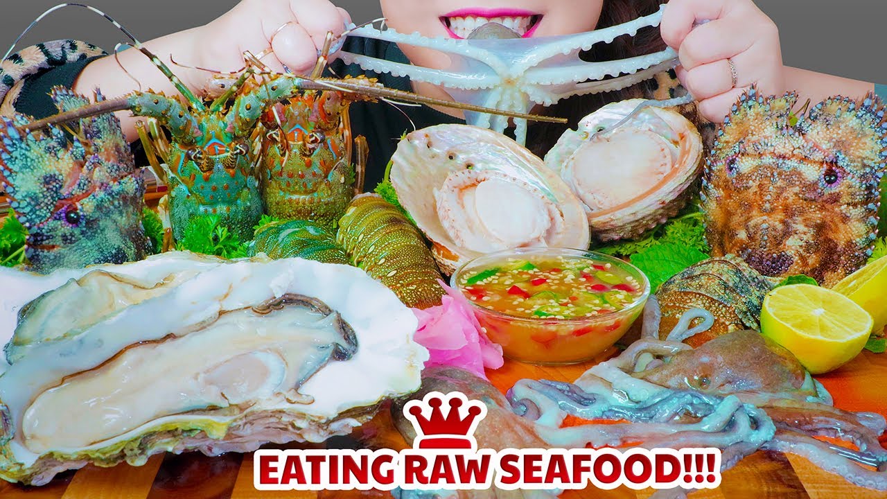 ASMR MOST POPULAR RAW SEAFOOD PART 09 OCTOPUS LOBSTER ABALONE OYSTER ...