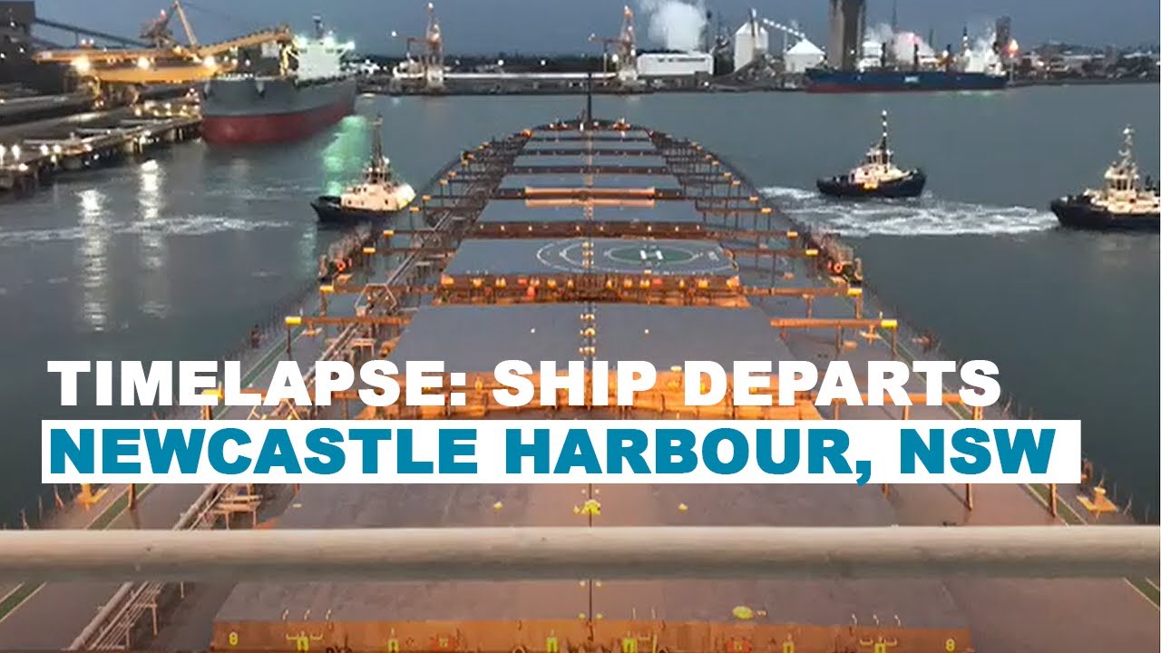 Timelapse: ship departs Newcastle Harbour, NSW - YouTube