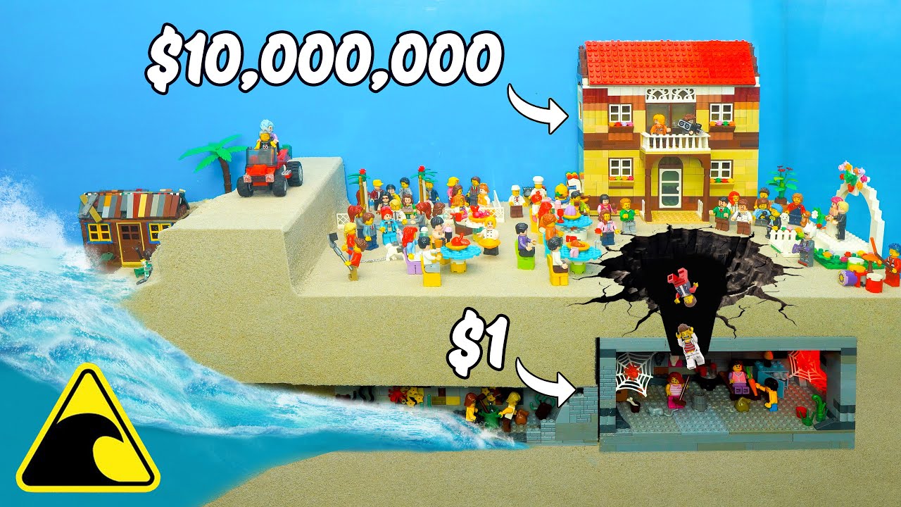Lego Natural Disasters vs Rich & Poor Building - Lego Mega Mansion ...
