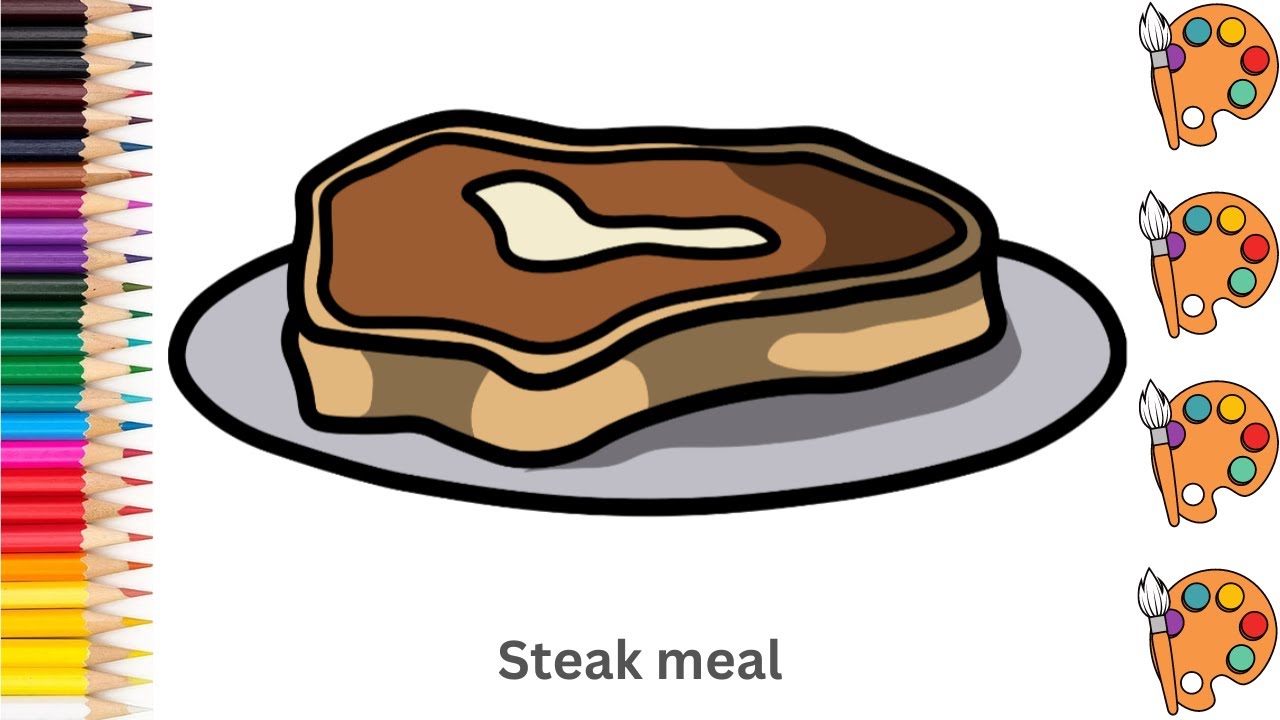 Steak meal - Sketch Art and Paint | Step by step tutorial | Pencil to ...